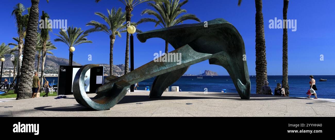 The anchor monument called Asentamiento on the promenade of Albir town ...