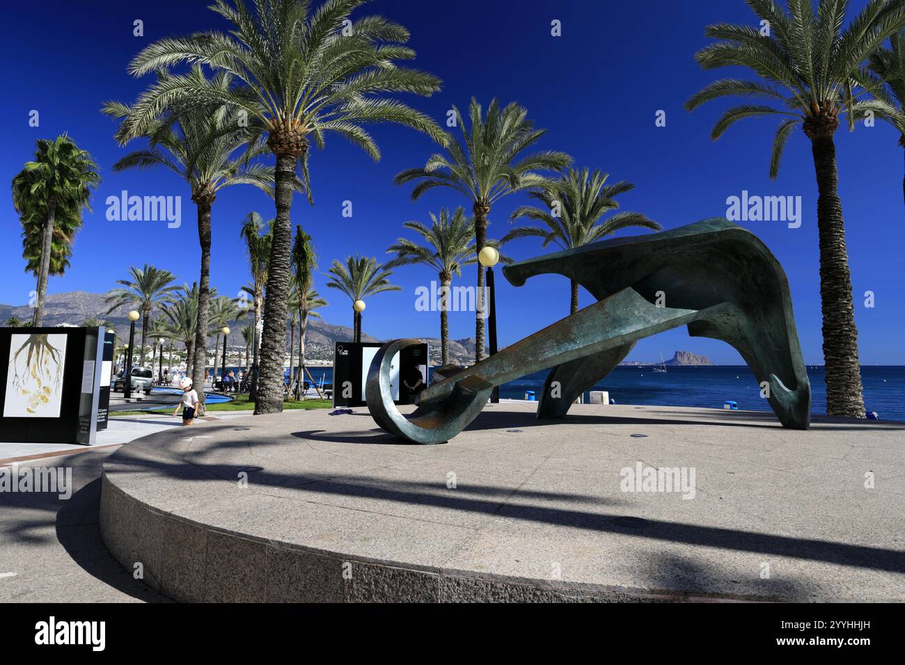 The anchor monument called Asentamiento on the promenade of Albir town ...