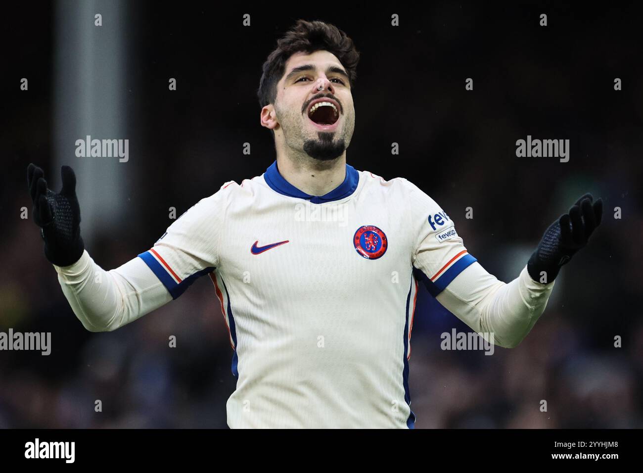 Pedro Neto of Chelsea reacts during the Premier League match Everton vs ...