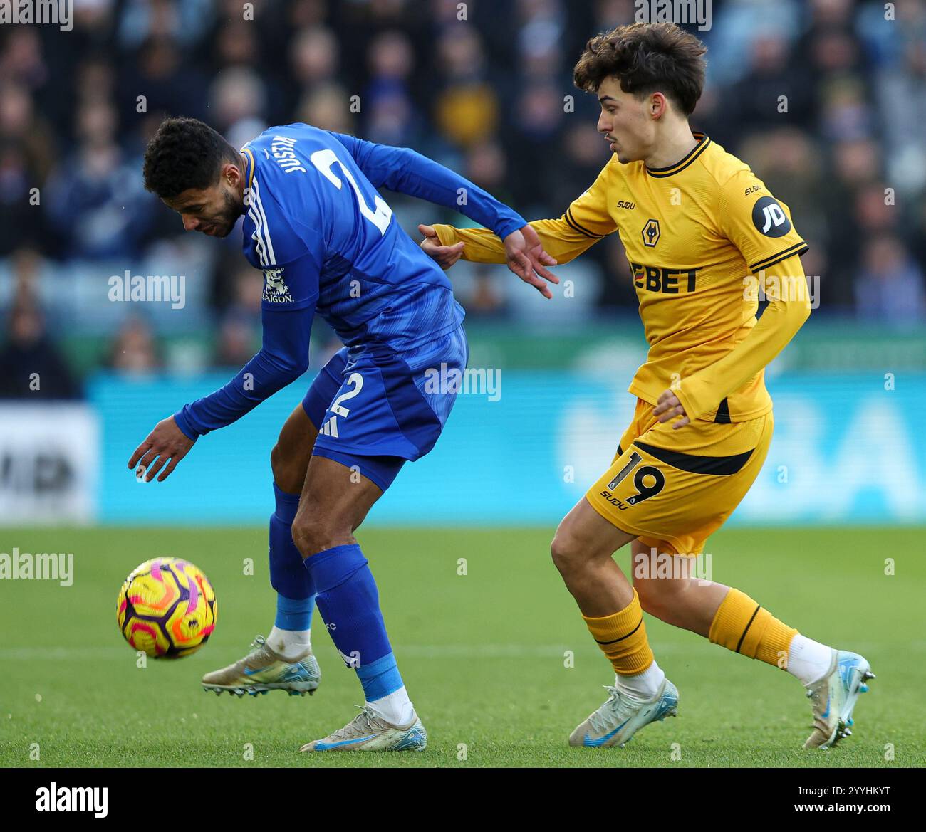 Wolverhampton, UK. 22nd Dec, 2024. James Justin of Leicester City ...