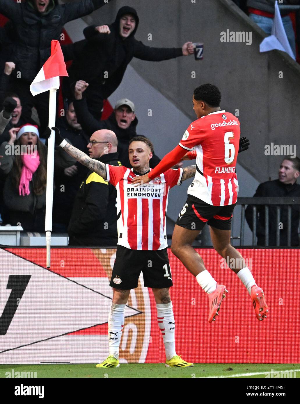 EINDHOVEN - (l-r) Noa Lang of PSV Eindhoven, Ryan Flamingo of PSV ...