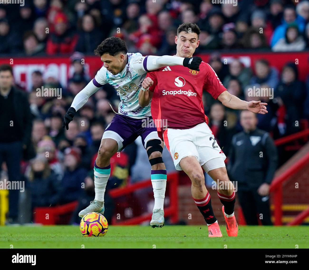 Manchester, UK. 22nd Dec, 2024. Manuel Ugarte of Manchester United with ...