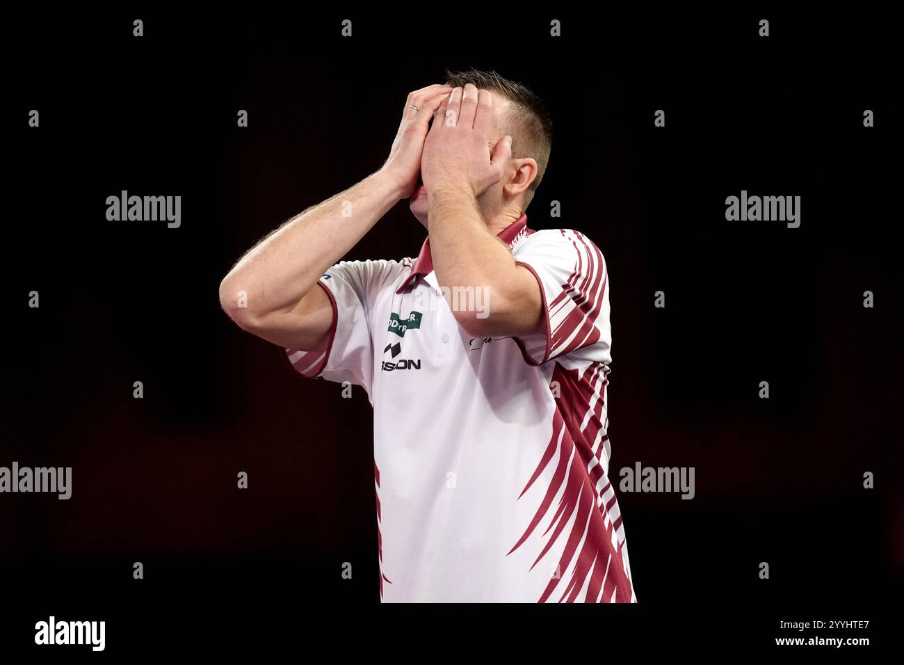 Madars Razma reacts during his match against Dirk van Duijvenbode on ...