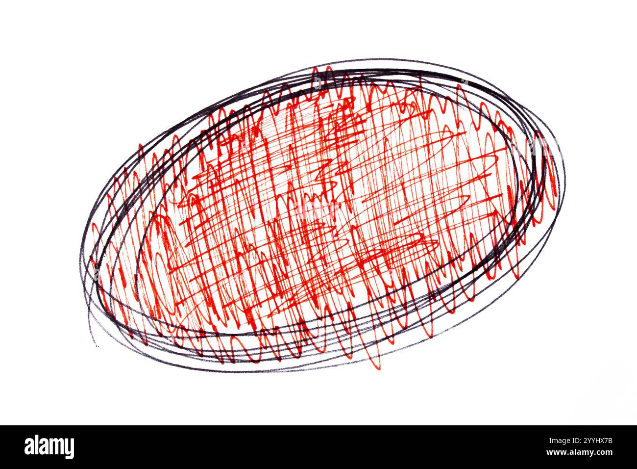 Hand drawn red round scribble isolated on white Stock Photo - Alamy