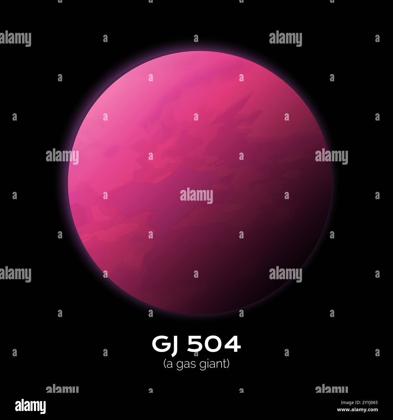 Pink Planet of GJ 504 Space Illustration. Colorful Bright Gas Giant ...