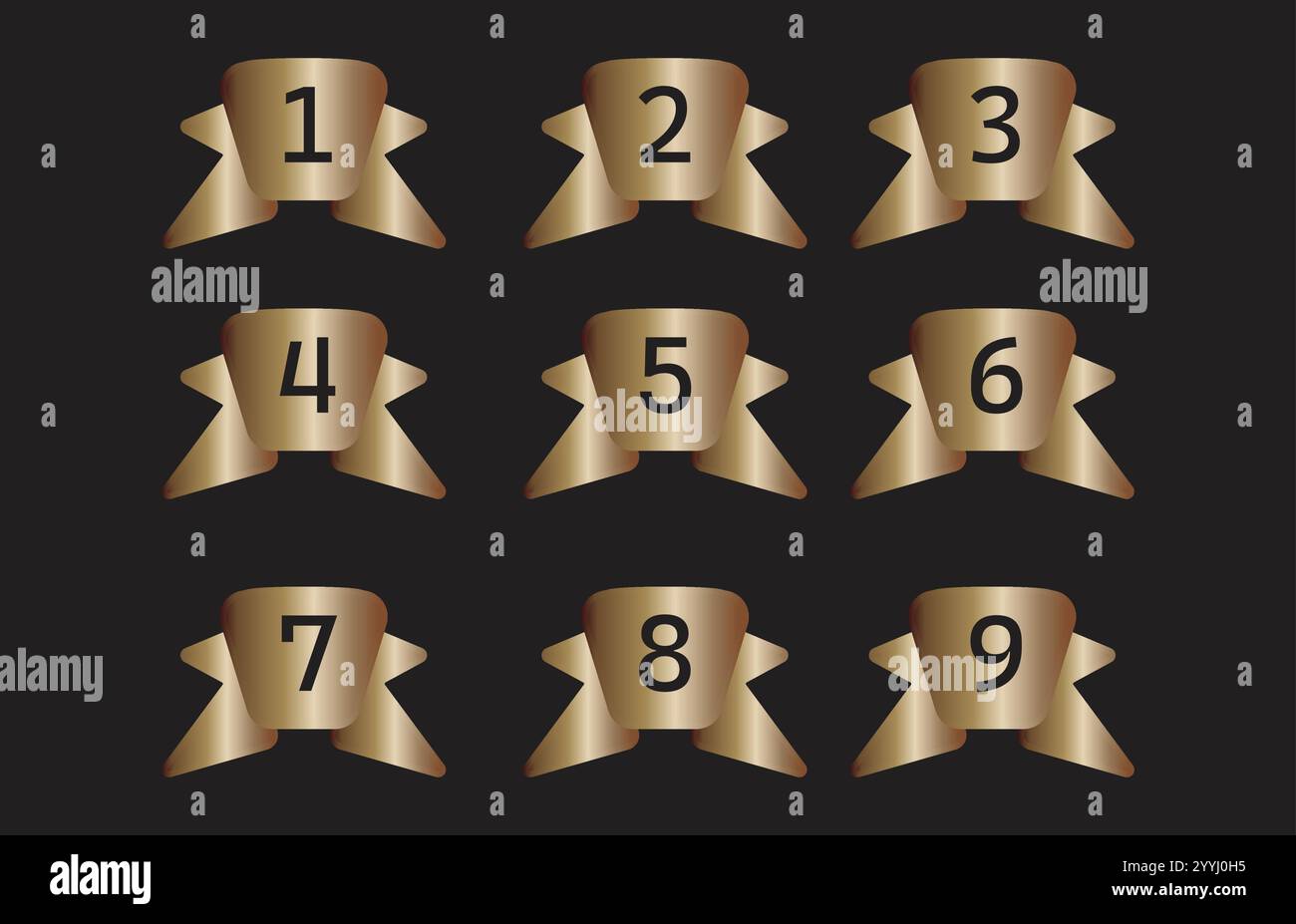 Ranking position from first to ninth place with award ribbon icons ...