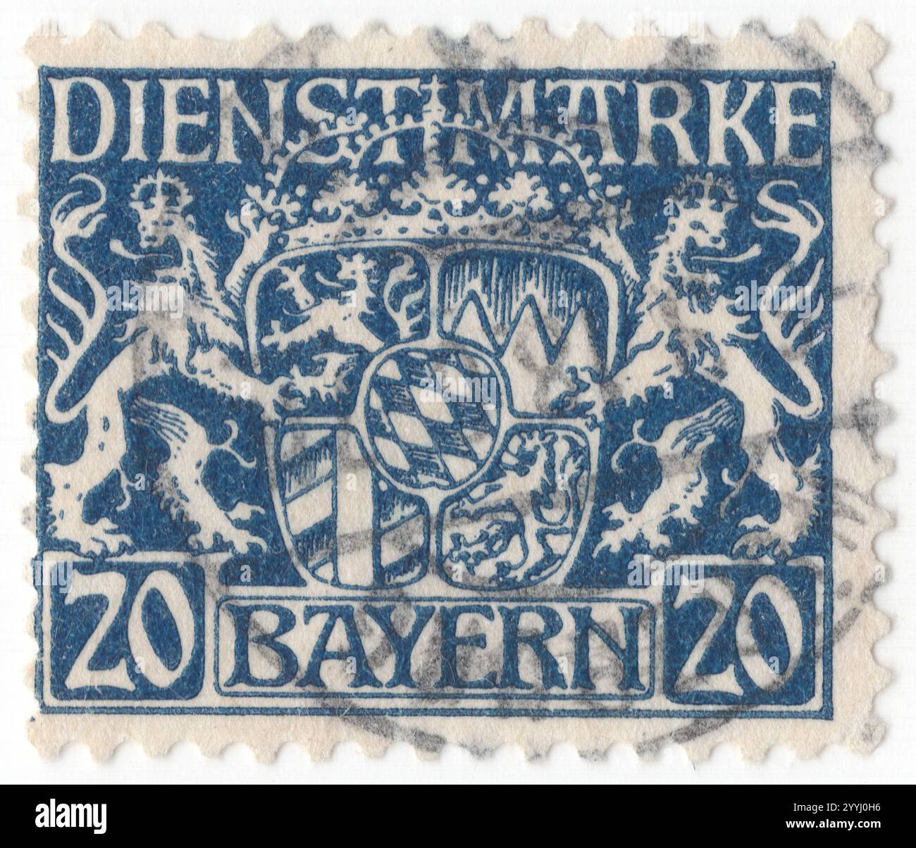 BAVARIA — 1916 September 01: 20 pfennig deep blue Official stamp ...