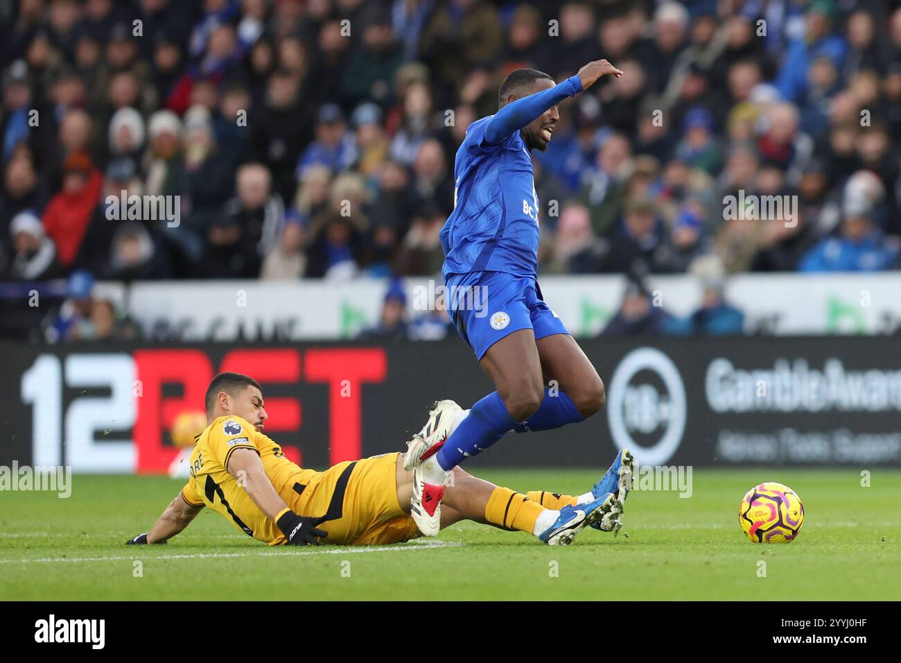 Wolverhampton, UK. 22nd Dec, 2024. Boubakary Soumaré of Leicester City ...