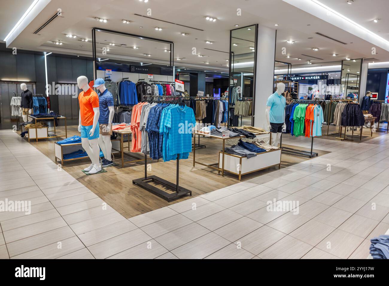 Tommy Hilfiger men's clothing section at Macy's with mannequins ...