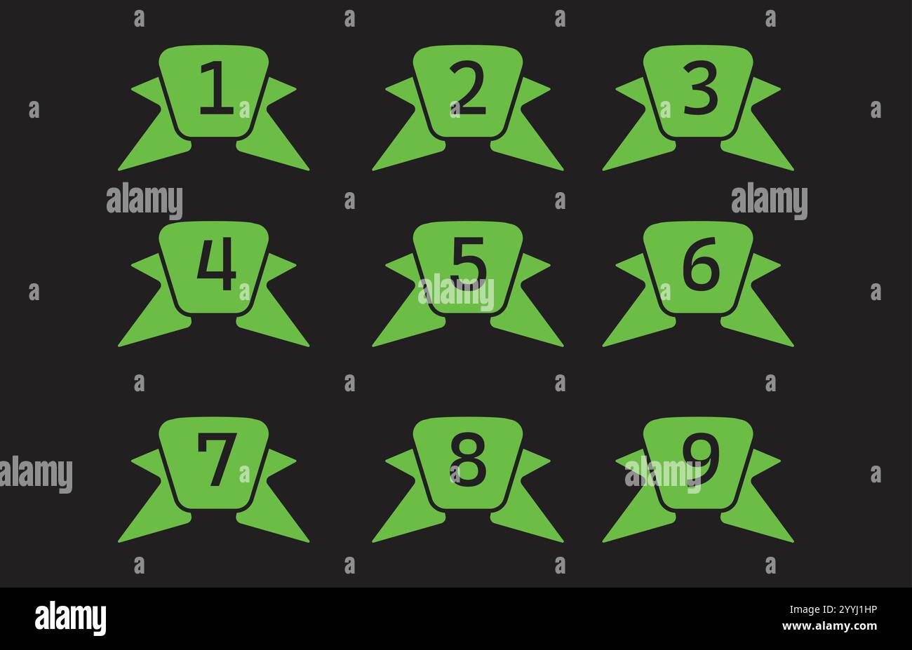 Ranking position from first to ninth place with award ribbon icons ...