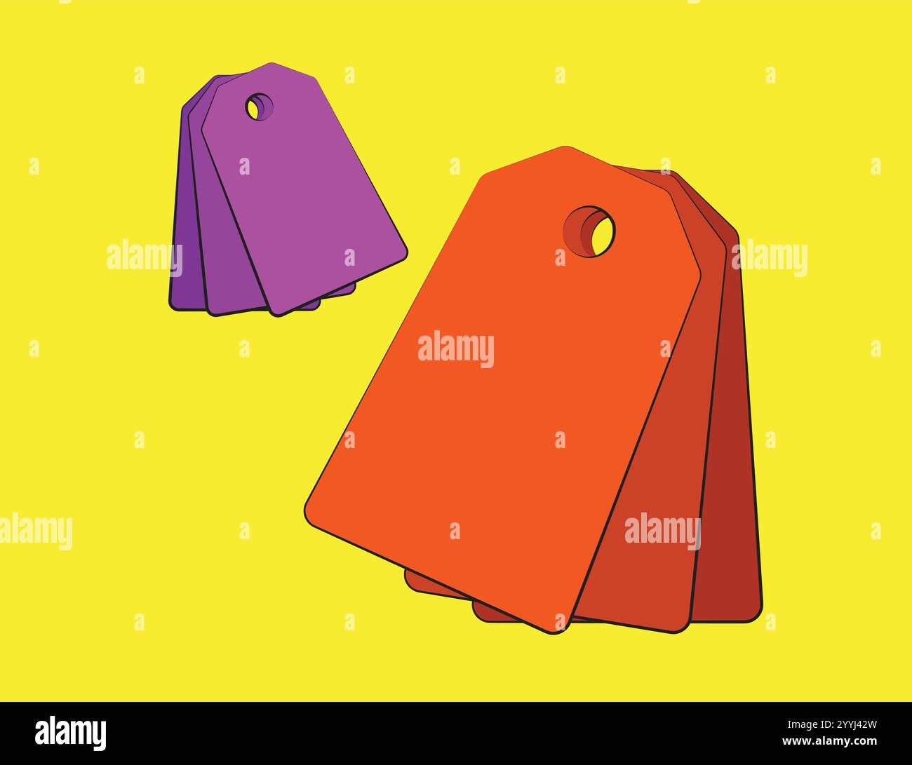 Red and yellow blank price tags on yellow background Stock Vector Image ...