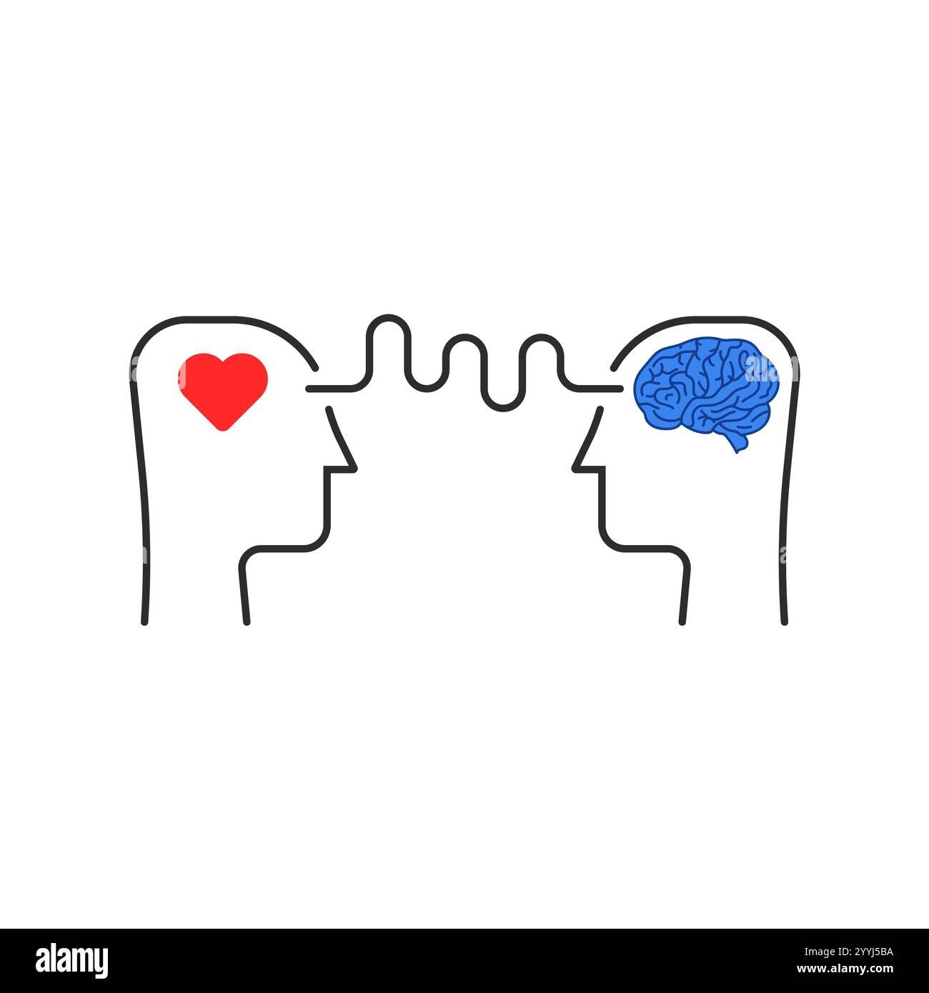connection of mind and heart with heads Stock Vector Image & Art - Alamy