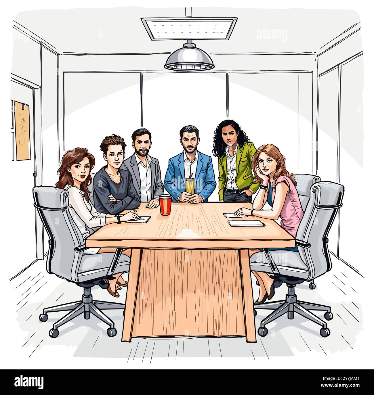 Business people sitting in conference room vector Stock Vector Image ...