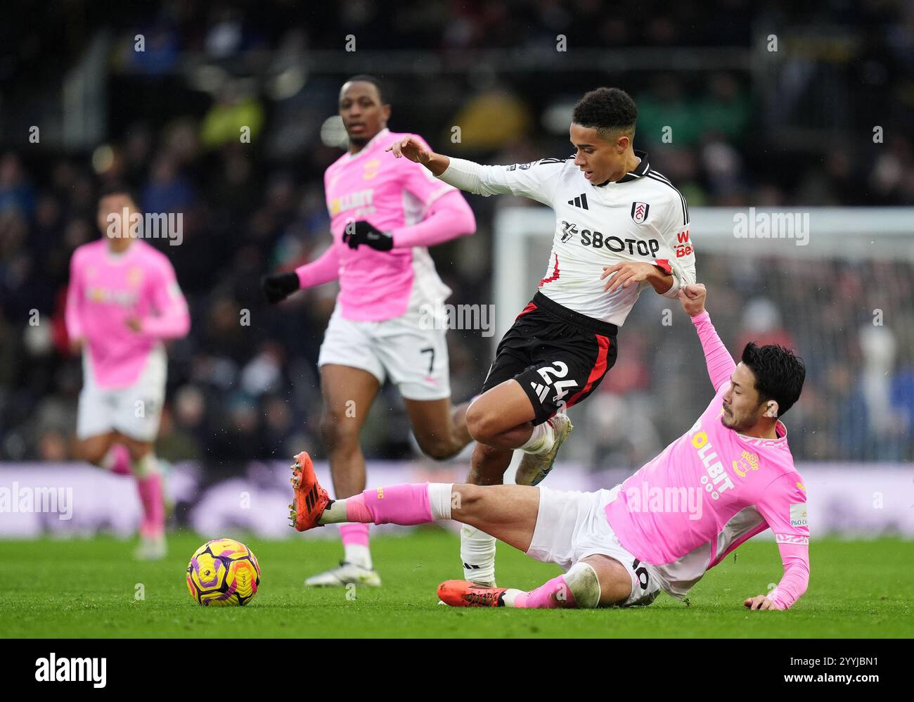Fulham’s Josh King in action against Southampton's Yukinari Sugawara ...