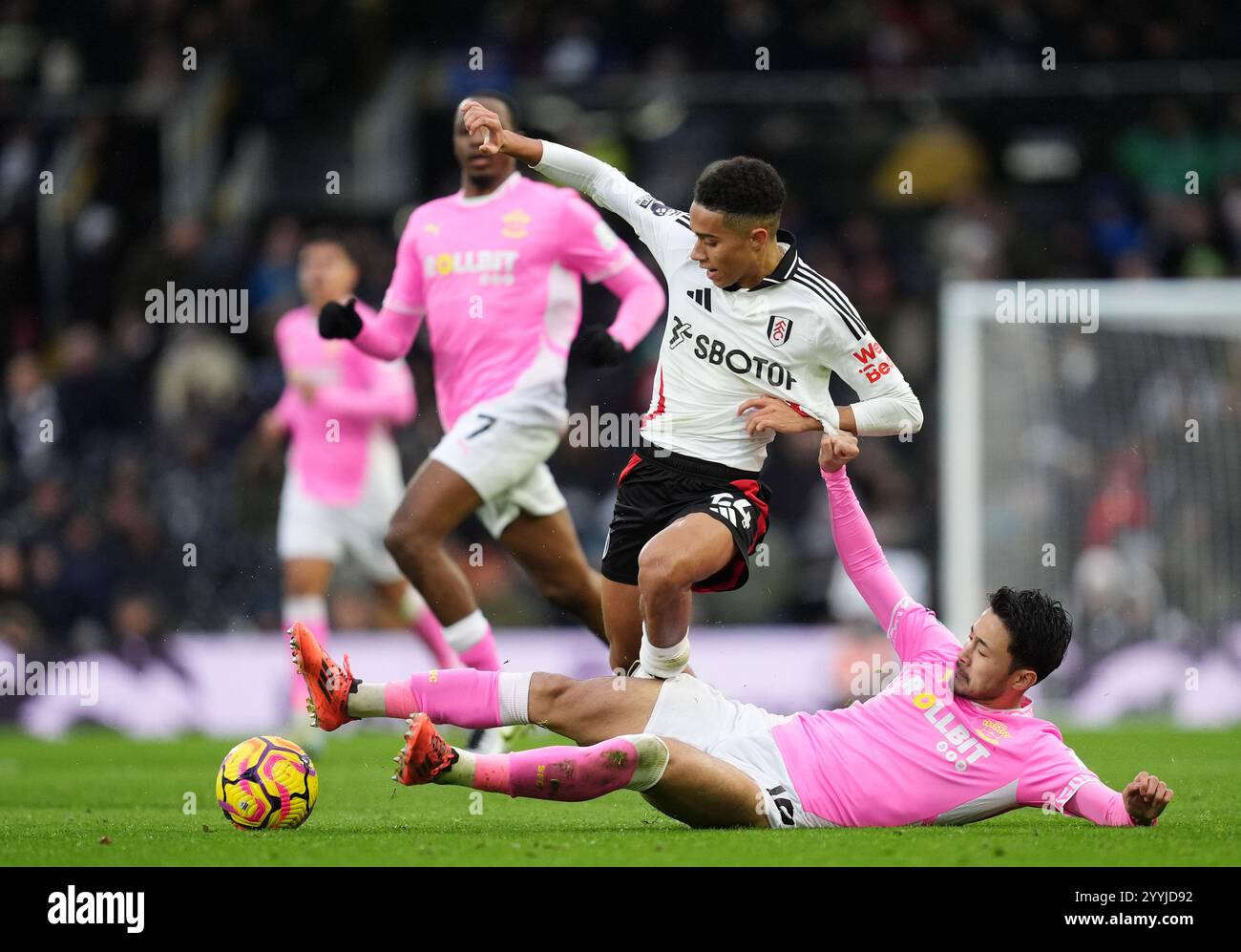 Fulham’s Josh King in action against Southampton's Yukinari Sugawara ...