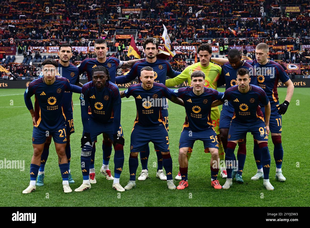 A.S. Roma players are posing for a team photo during the 17th day of ...