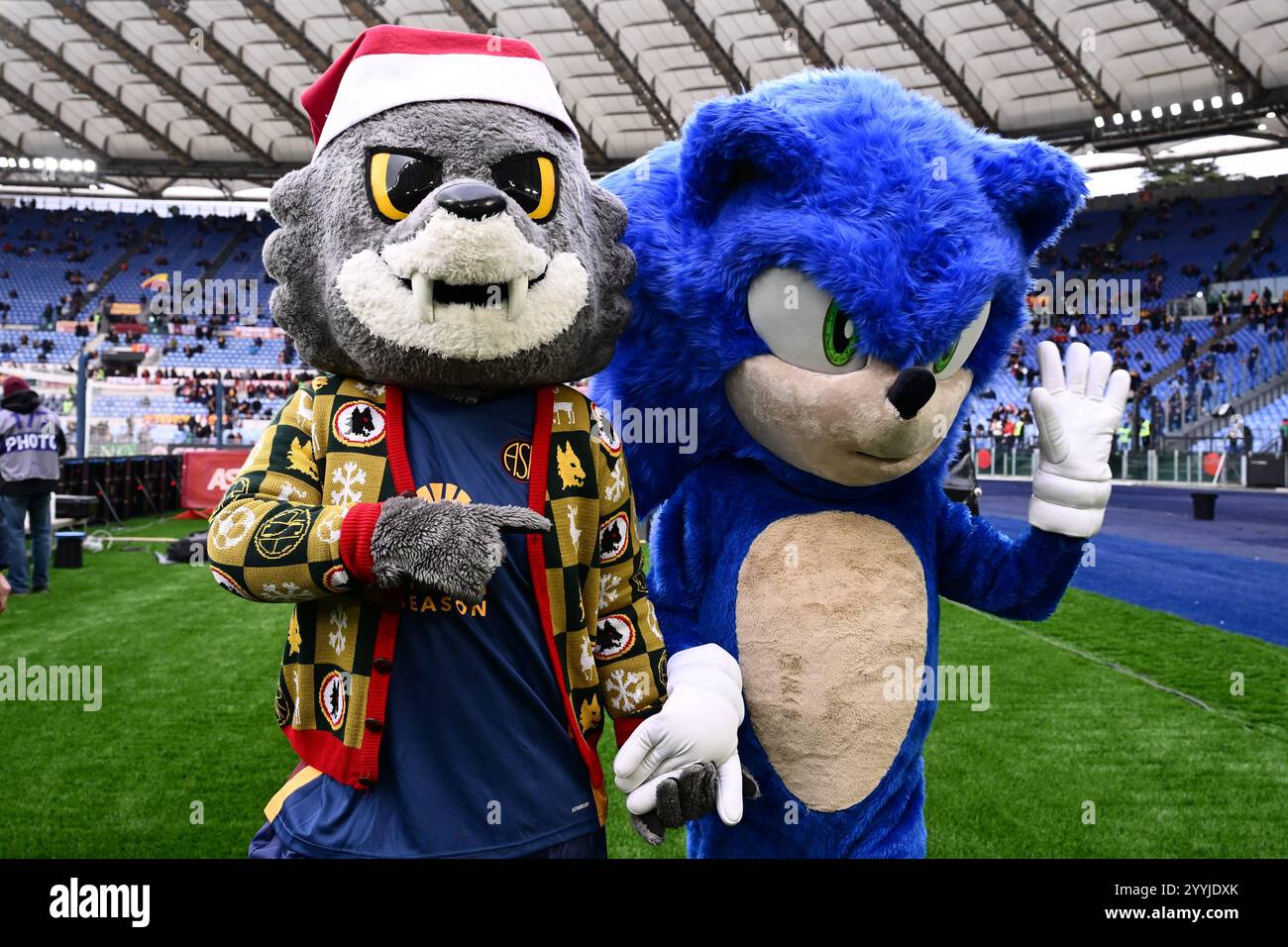Romolo A.S. Roma Mascotte and Sonic during the 17th day of the Serie A ...