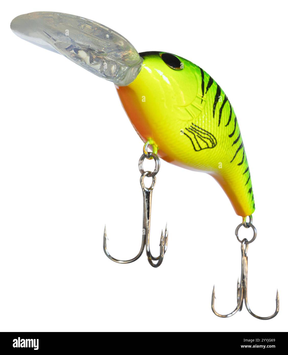 Large green and yellow crankait bait for largemouth bass with a large ...