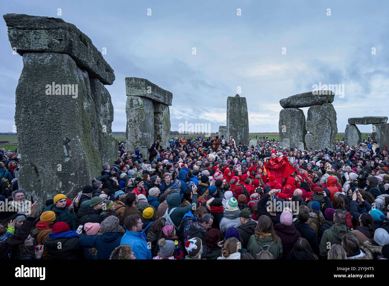 People celebrate the Winter Solstice sunrise celebrations at Stonehenge ...