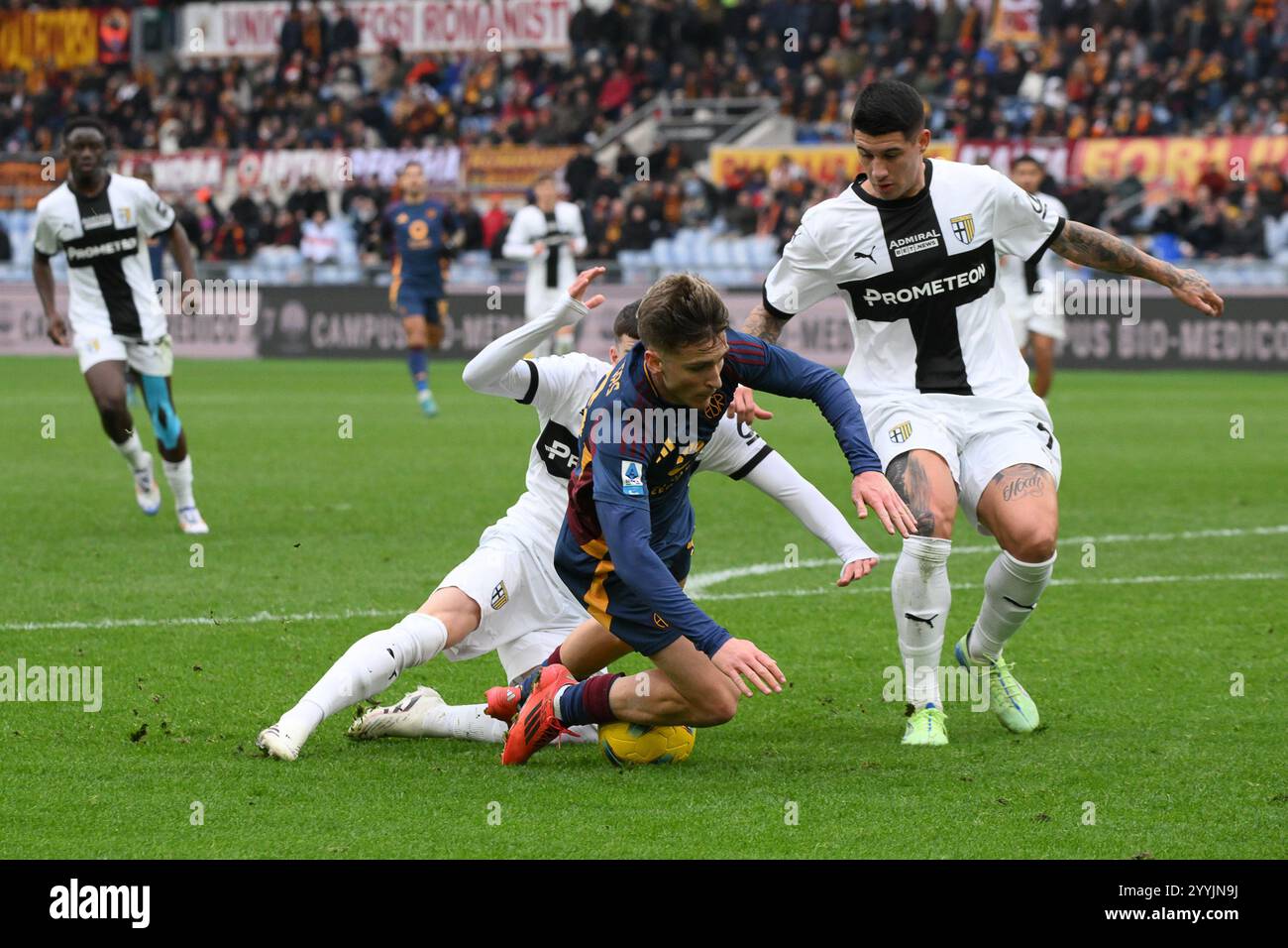 Olimpico Stadium, Rome, Italy - Alexis Saelemaekers of AS Roma suffers ...