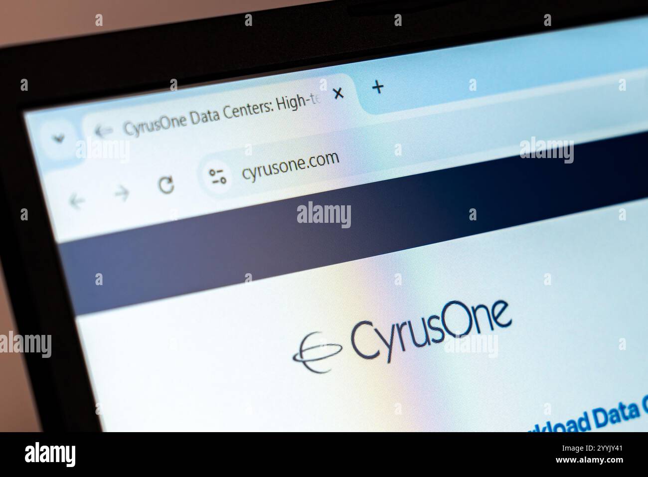 New York, USA - December 21, 2024: CyrusOne website homepage displayed ...
