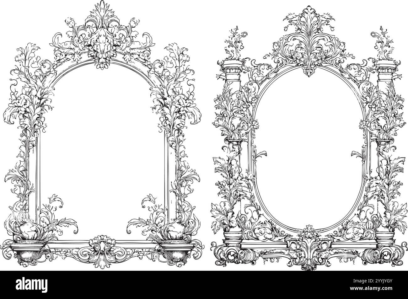 Elegant frame mirror baroque border wedding invitation Stock Vector ...