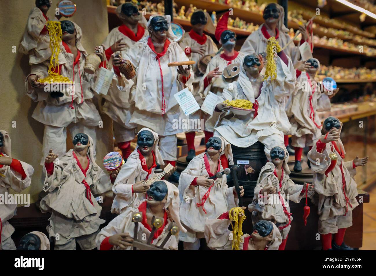 Naples, Italy - December 12, 2024: Handcrafted figurines depicting the ...
