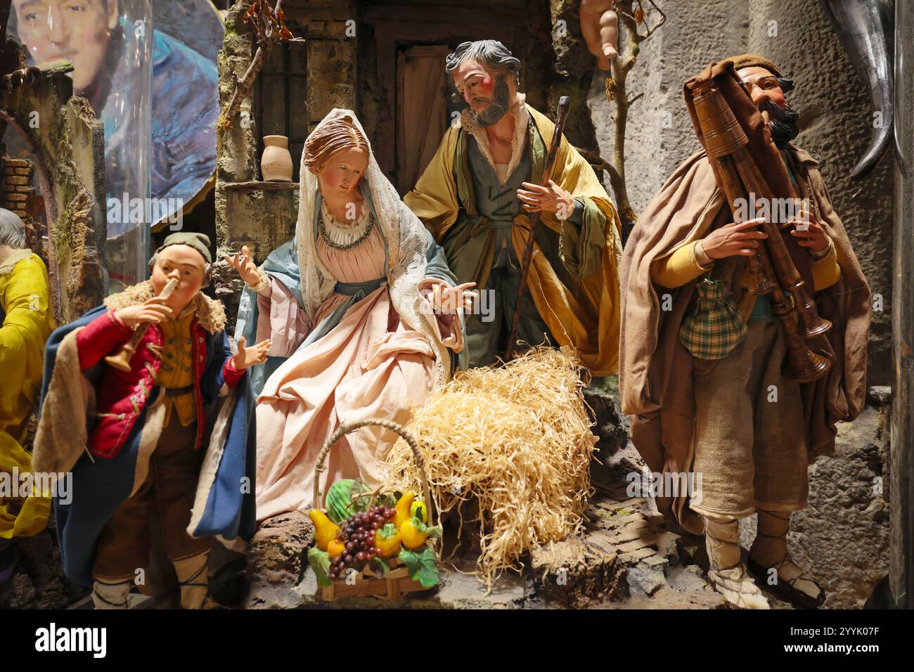 Naples, Italy - December 12, 2024: Nativity scenes for sale on the ...