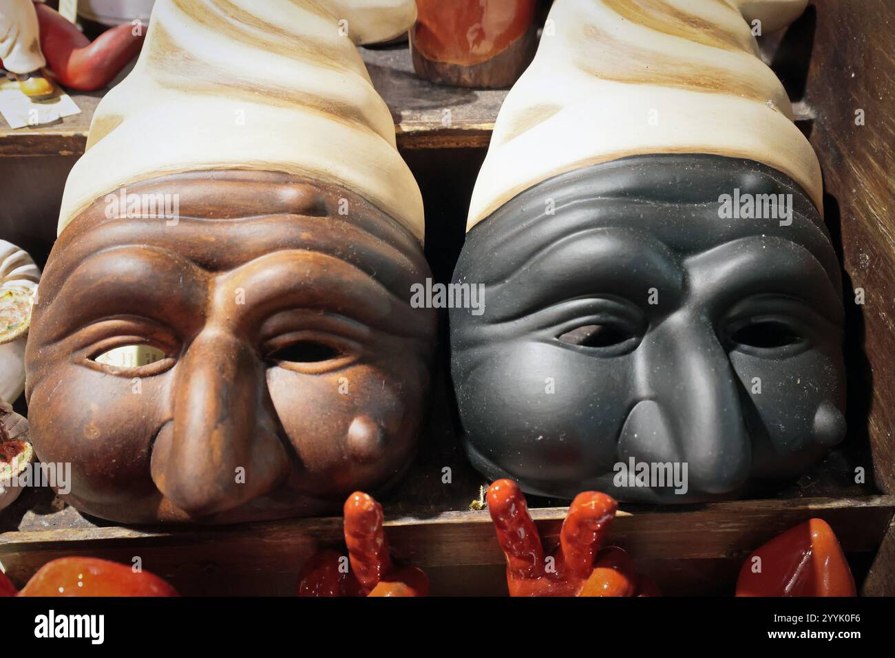 Naples, Italy - December 12, 2024: Handcrafted masks of Pulcinella on ...