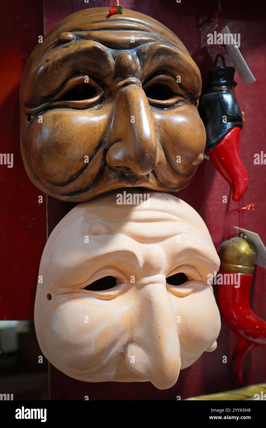 Naples, Italy - December 12, 2024: Handcrafted masks of Pulcinella on ...