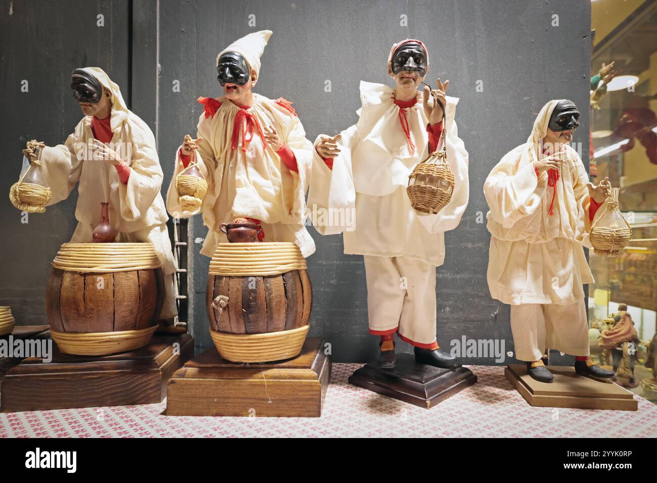Naples, Italy - December 12, 2024: Handcrafted figurines depicting the ...
