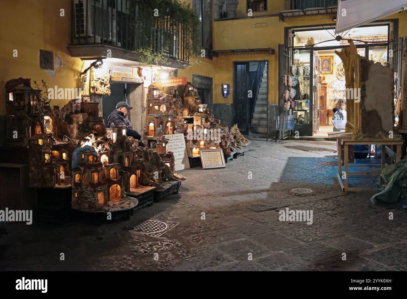 Naples, Italy - December 12, 2024: Nativity scenes for sale on the ...