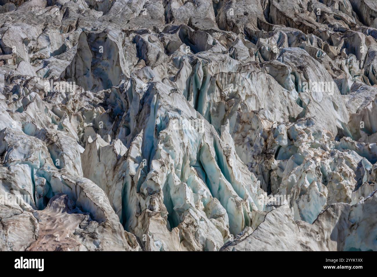 Glacier le Bossons in the French Alps, Chamonix valley, Montblanc. The ...