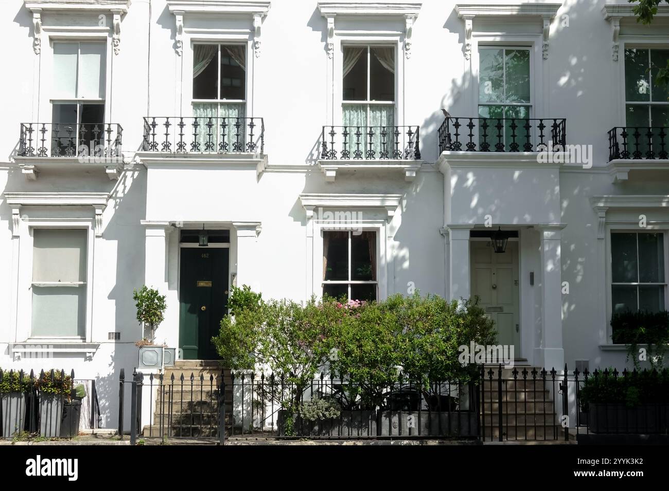 London, UK - 15 July 2023: Facade of expensive prestigious white ...