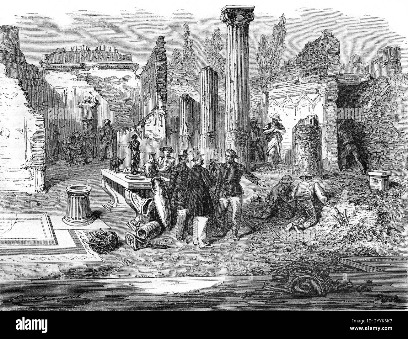 Excavations at Pompei or Pompeii directed by Italian Archaeologist ...
