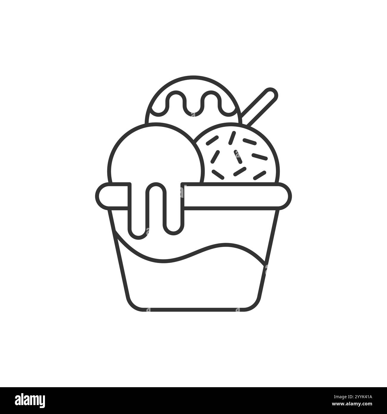 Ice cream in bowl outline icon. linear style sign for mobile concept ...