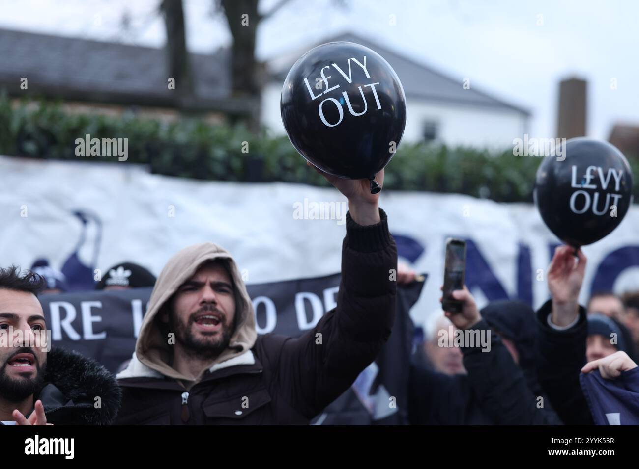 London, England, 22nd December 2024. Tottenham fans gather outside the ...