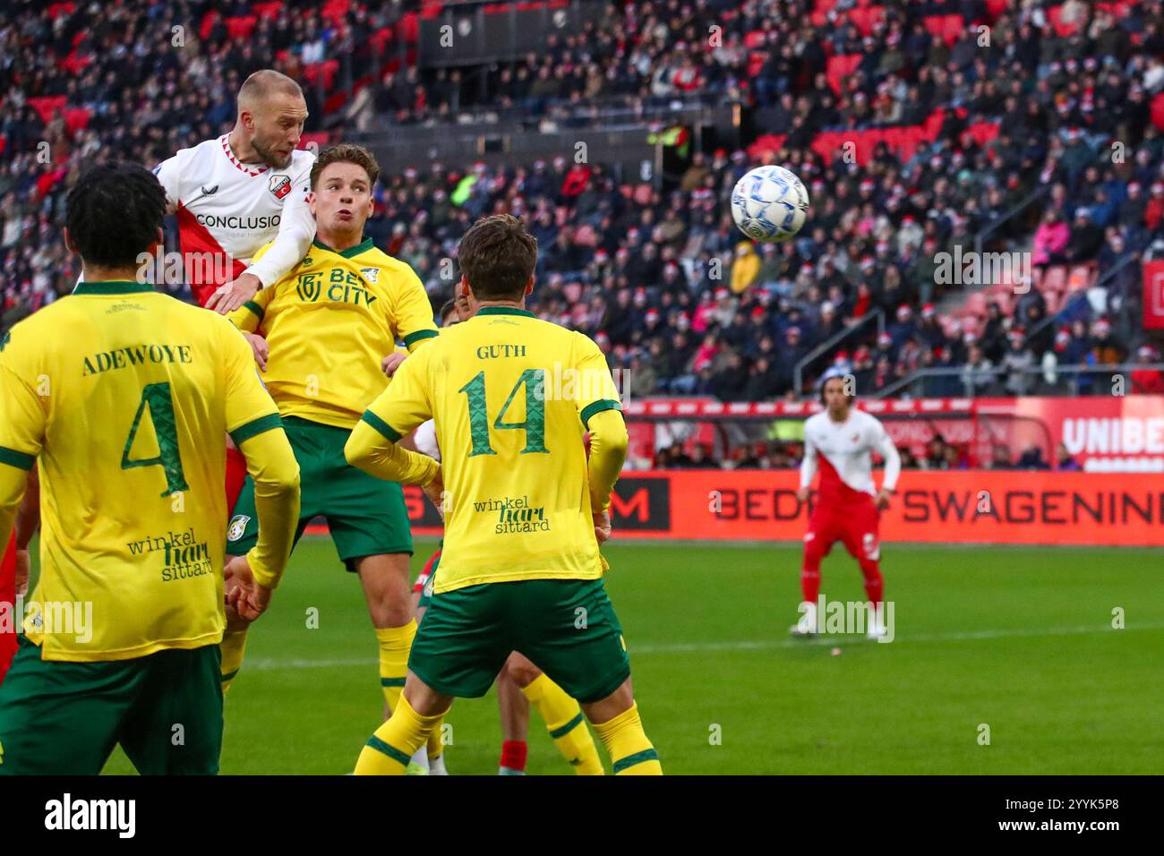 UTRECHT, NETHERLANDS - DECEMBER 22: Mike van der Hoorn of FC Utrecht makes a header during the ...