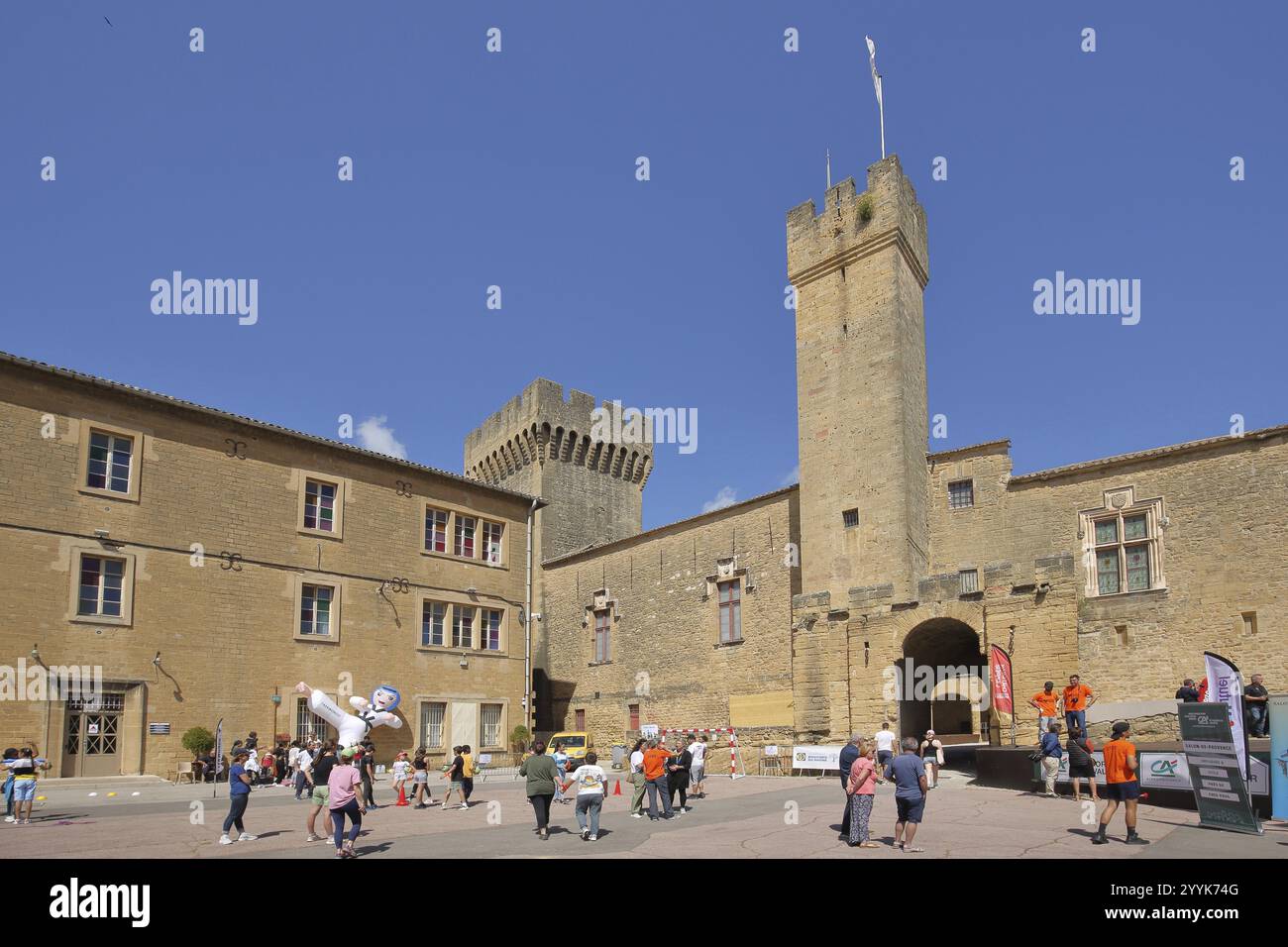 Inner courtyard with people Chateau de l'Emperi built in the 9th ...