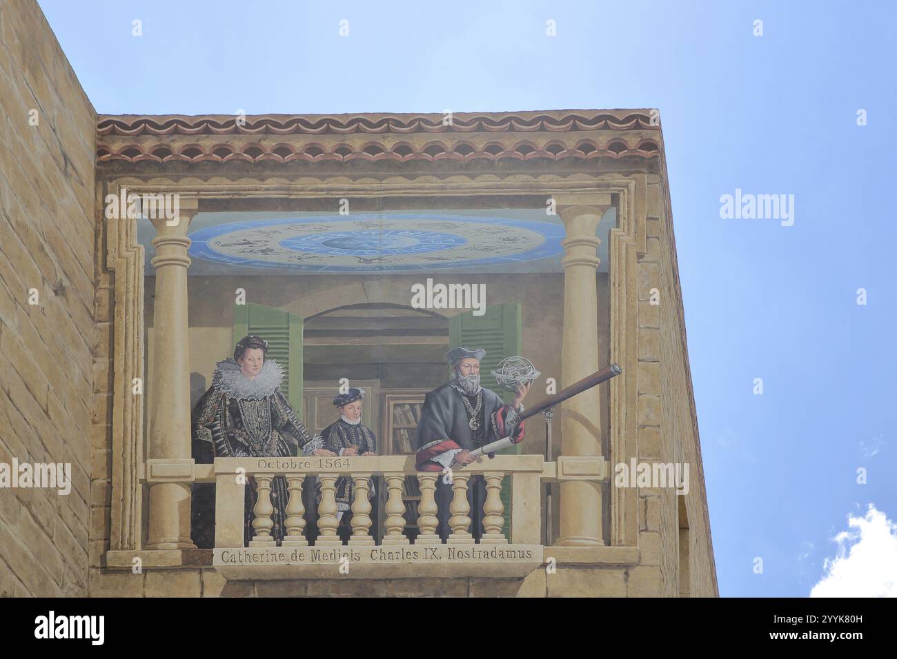 Mural Michel de Nostradamus, Caterina de Medici and Charles IX by ...