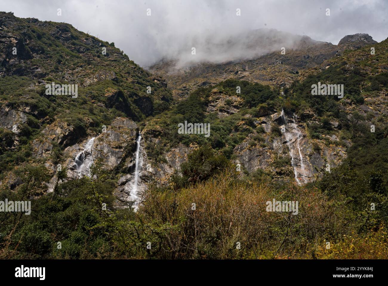Beautiful Himalayan Mountain Waterfall between Langtang Village and ...