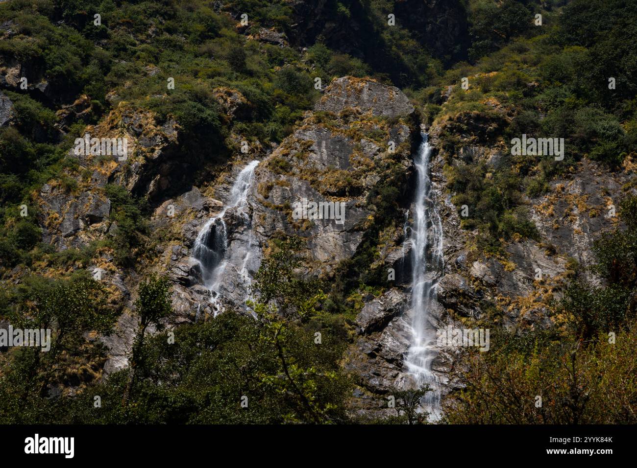 Beautiful Himalayan Mountain Waterfall between Langtang Village and ...