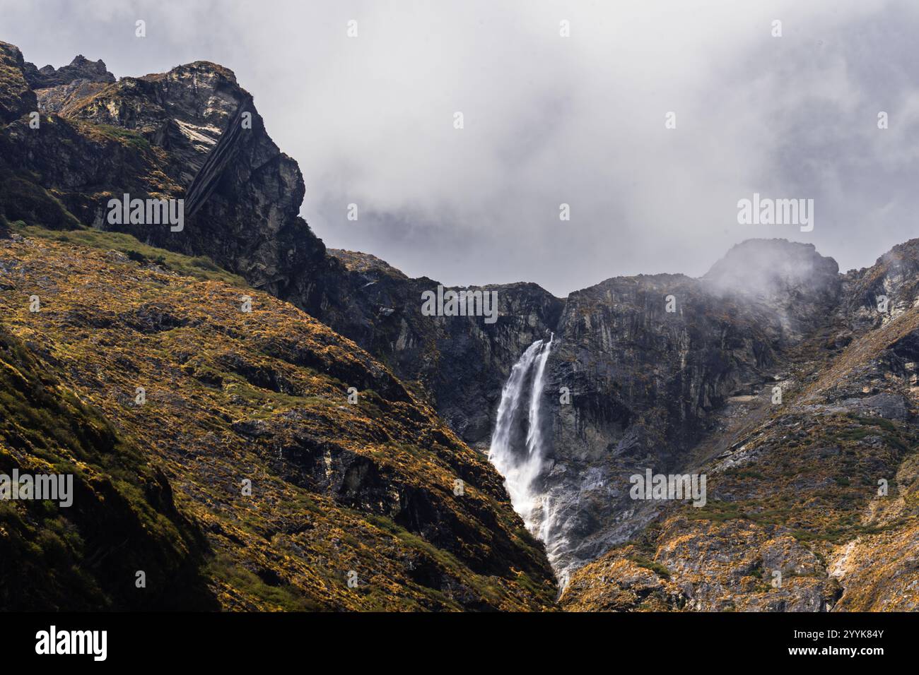 Beautiful Himalayan Mountain Waterfall between Langtang Village and ...