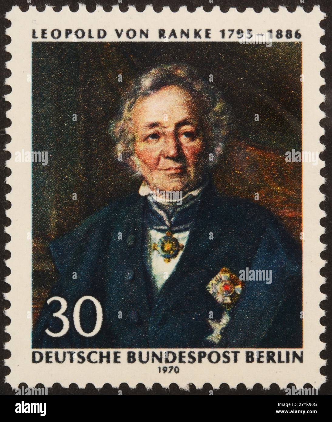 Leopold von Ranke (1795-1886), a German historian. Portrait on a German ...