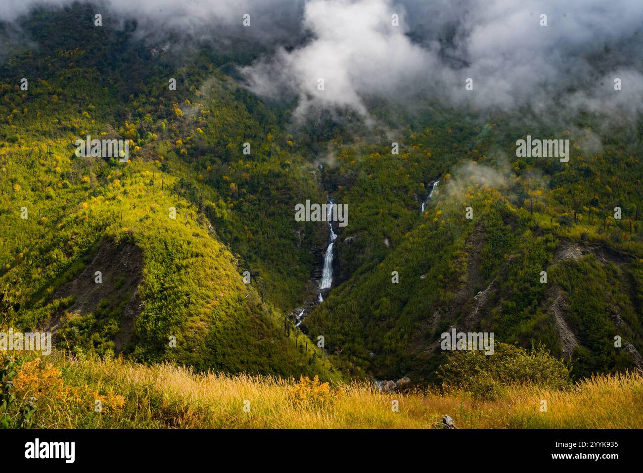 Beautiful Himalayan Mountain Waterfall between Langtang Village and ...