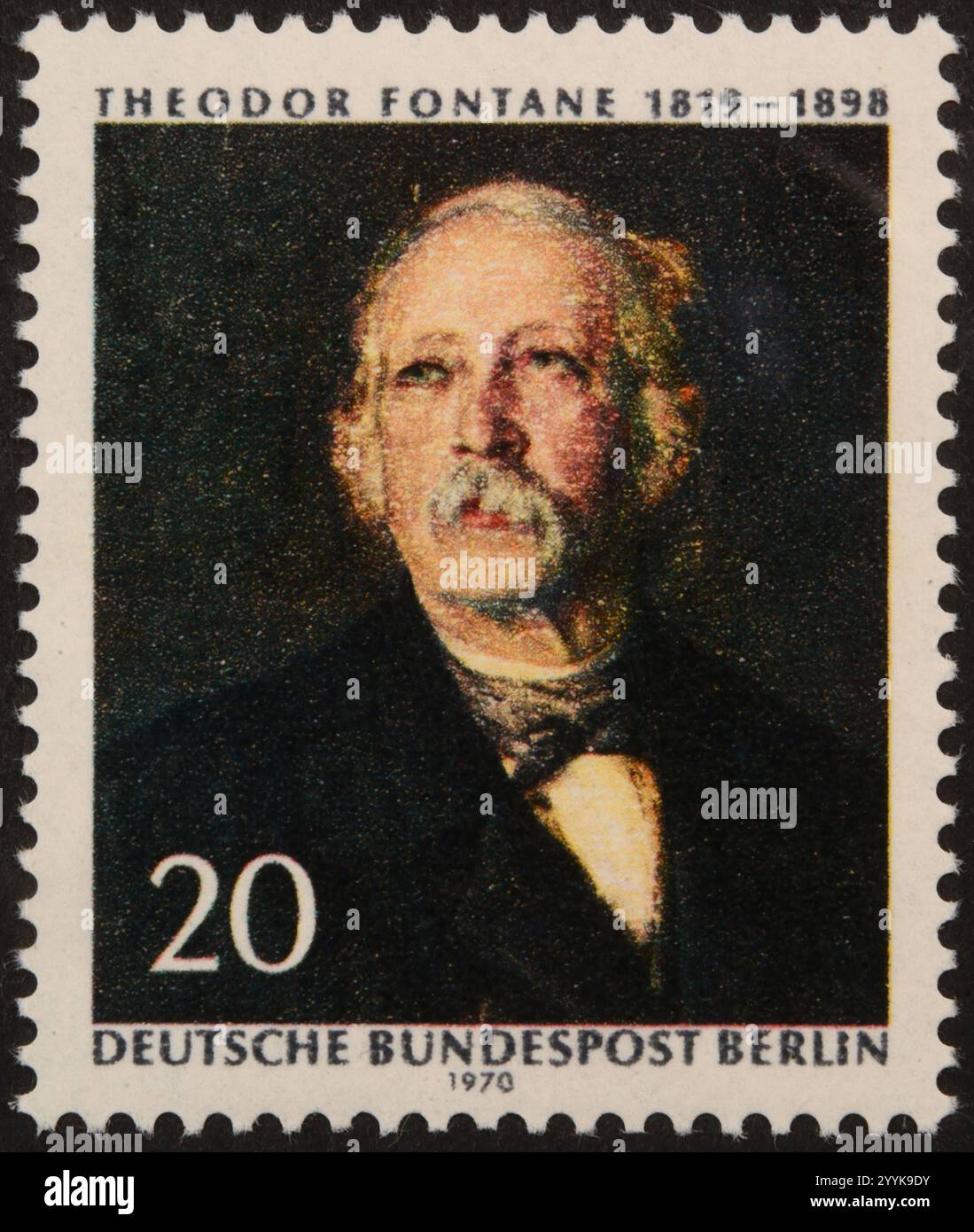 Theodor Fontane (1819-1898) a German novelist and poet. Portrait on a ...