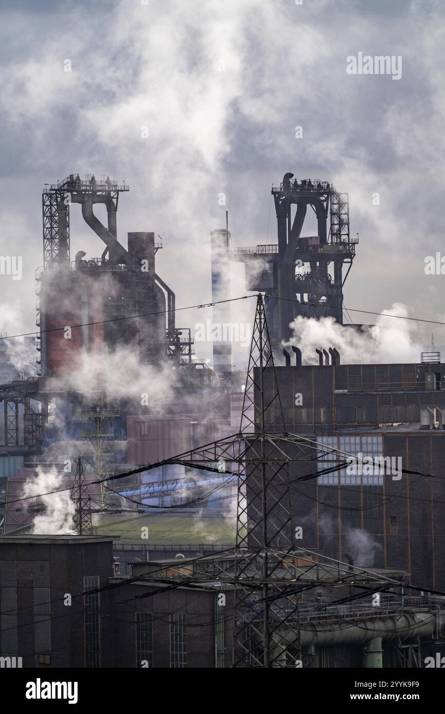Panorama of the Thyssenkrupp Steel steelworks in Duisburg-Bruckhausen ...