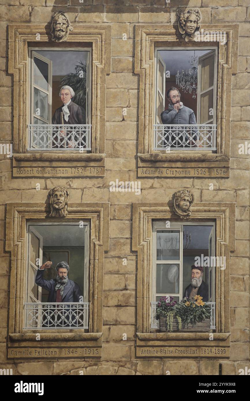 Mural Nostradamus by Patrick Commecy, top left, Robert de Lamanon, top ...