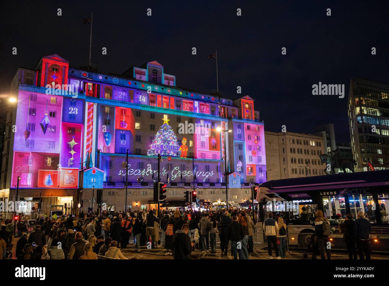 Christmas Fair and Market in City Square, Leeds, UK. Leeds City Centre ...