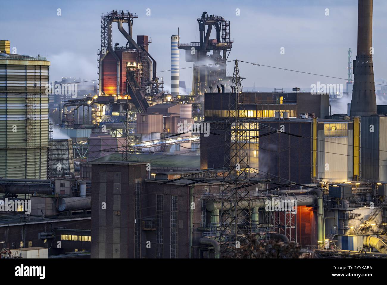 Panorama of the Thyssenkrupp Steel steelworks in Duisburg-Bruckhausen ...